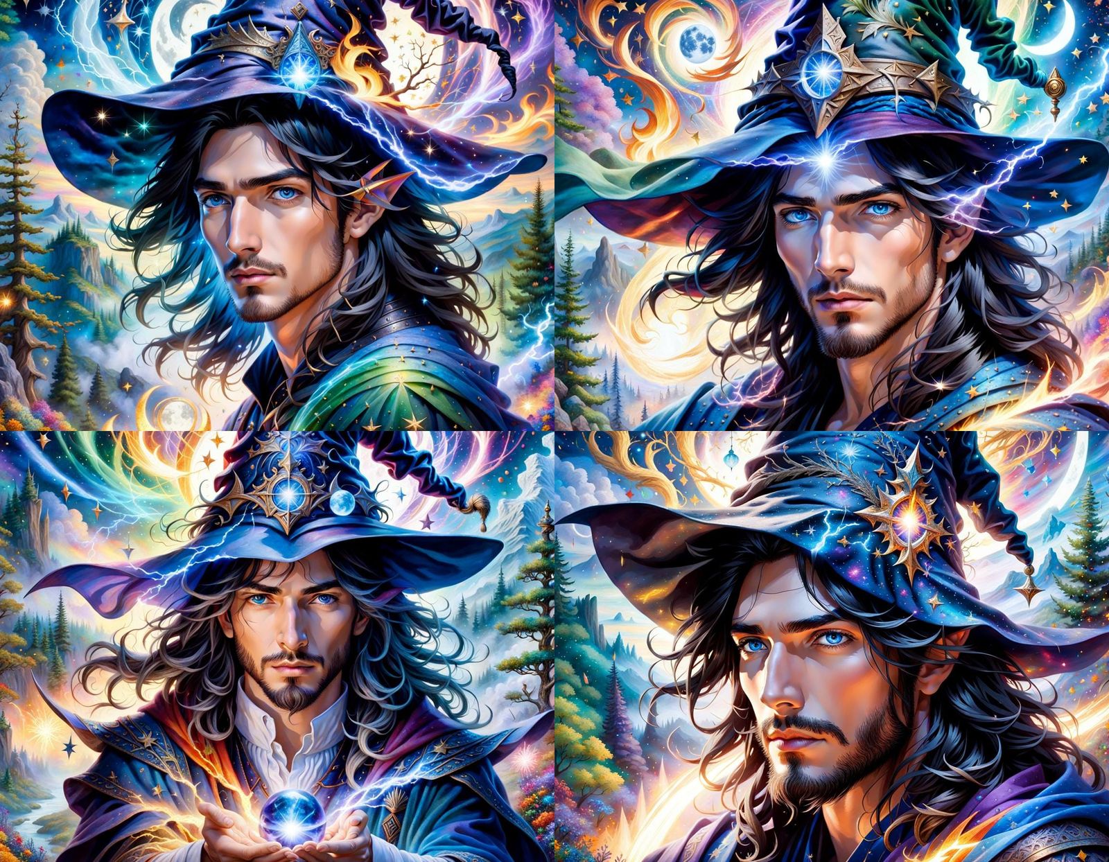 Very Closeup head and shoulders portrait of a handsome young wizard ...