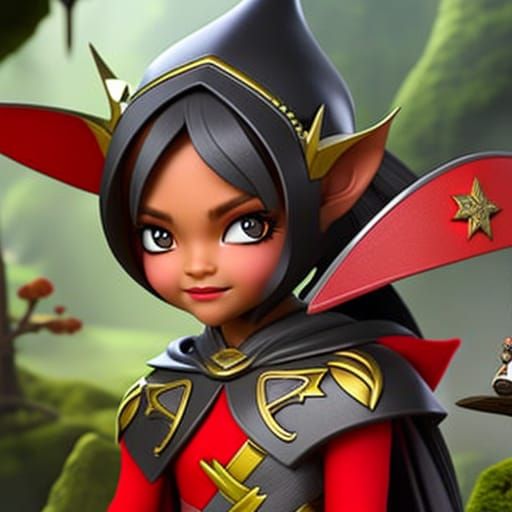 Cute Elf in Magical Forest: Digital Fantasy Art - AI Art