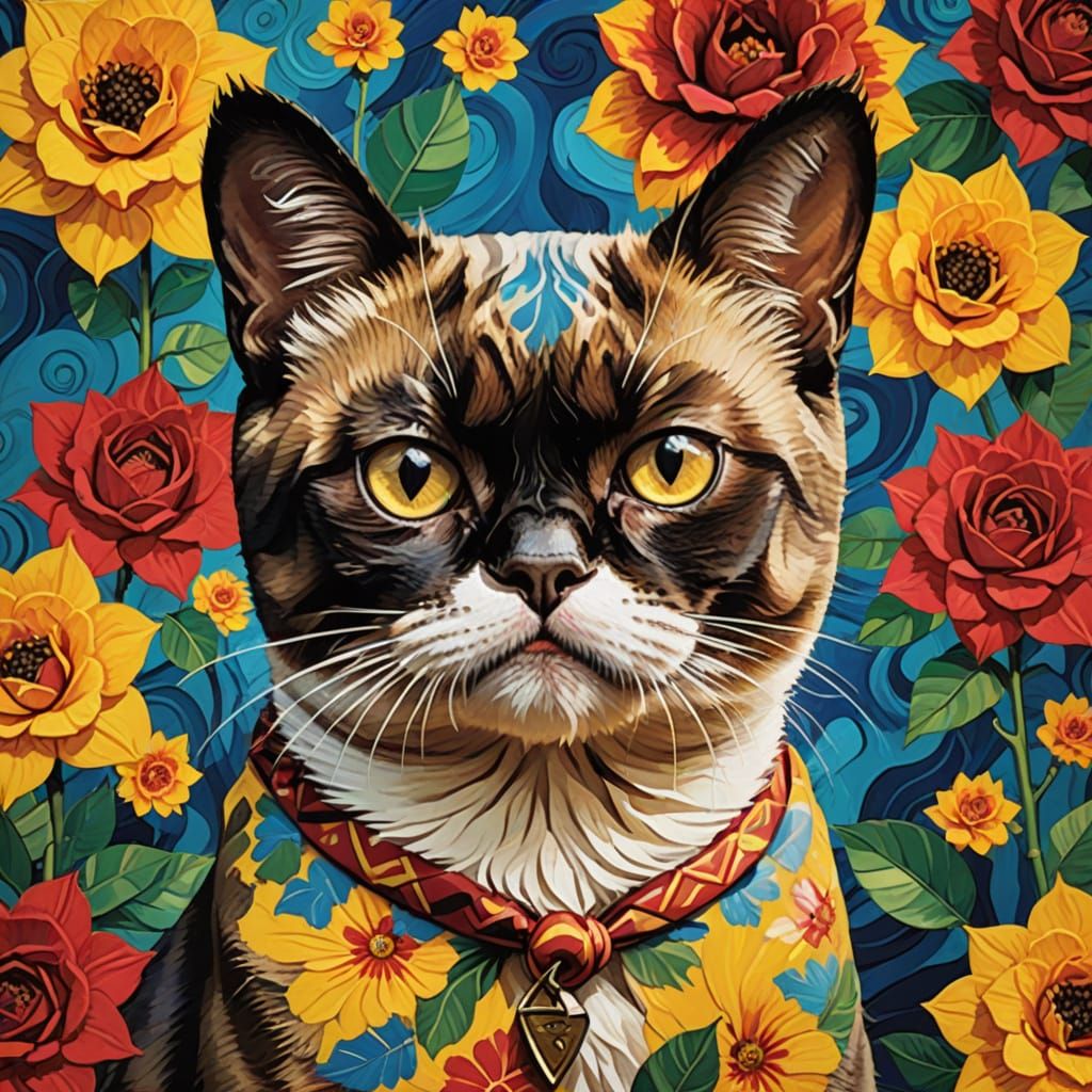 Hyperrealistic Grumpy Cat Pop Art Masterpiece - AI Art