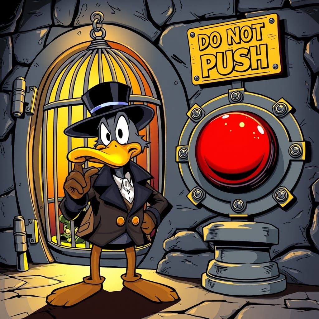 Mad Dog McGurk Trapped in Scrooge McDuck's Vault - AI Art