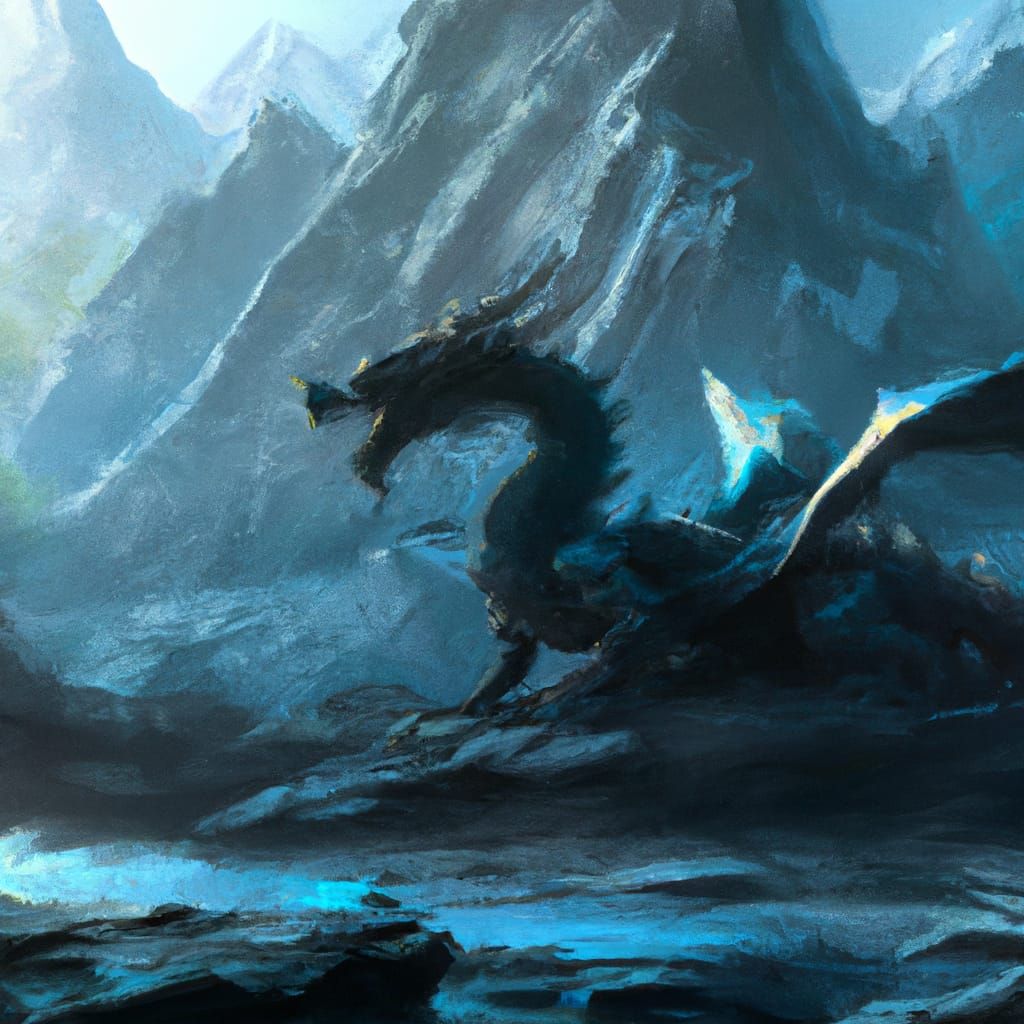 Dragon on a mountain, a masterpiece, 8k resolution, dark fantasy concept art, by Greg Rutkowski ...