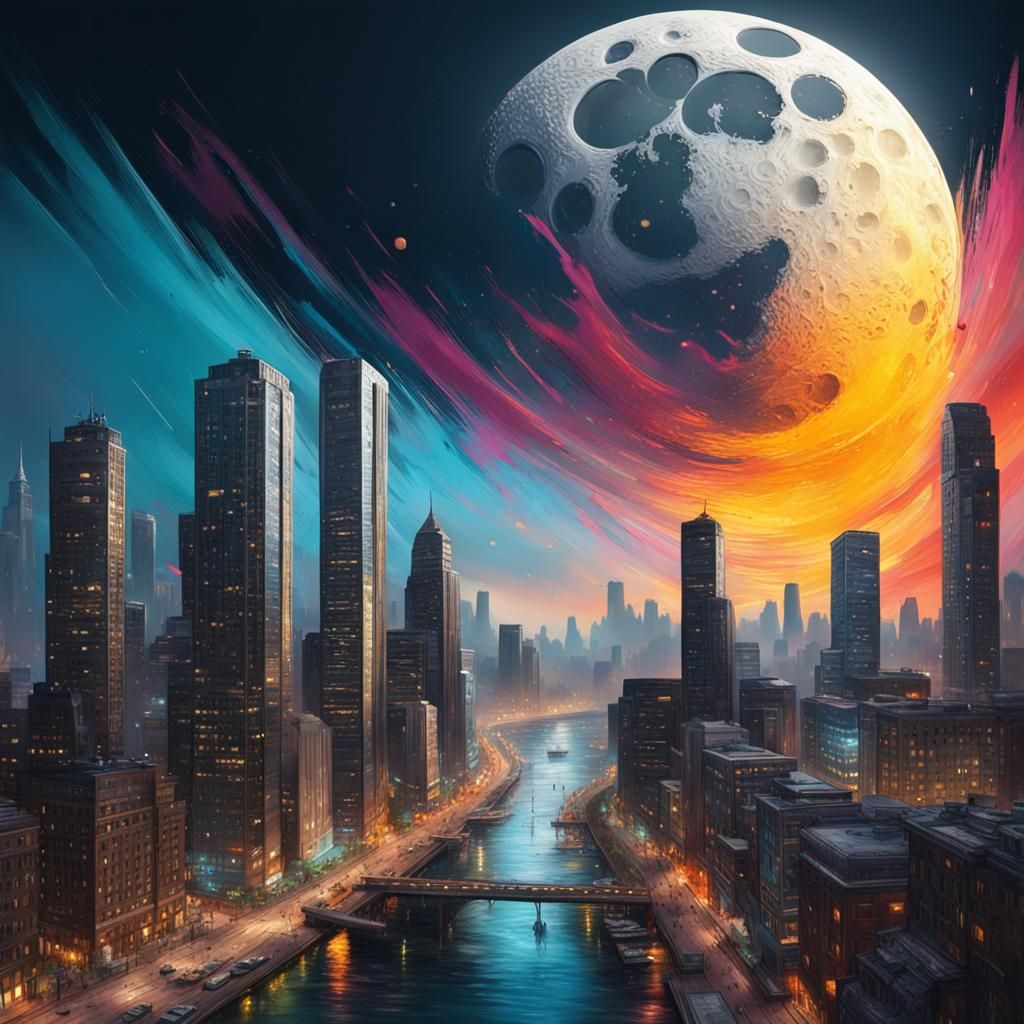 City moon scape - AI Generated Artwork - NightCafe Creator