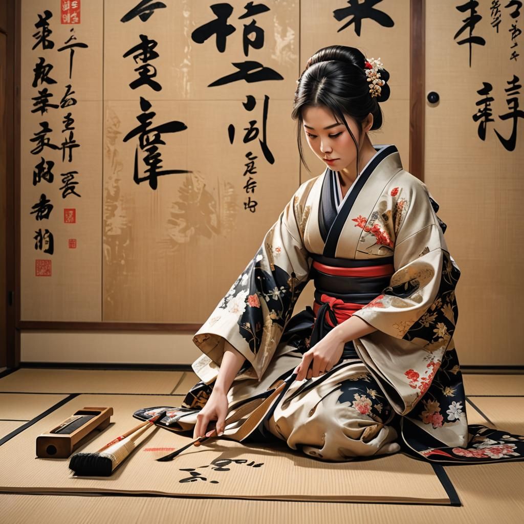 Japanese Calligraphy (8) - AI Generated Artwork - NightCafe Creator