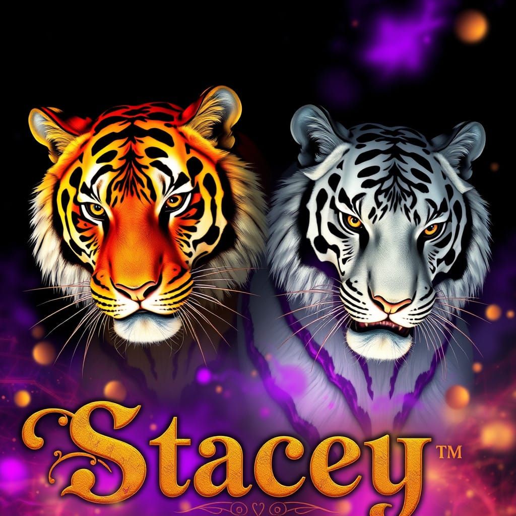 Regal Tigers Embody Mystery in Golden, Art Nouveau... - AI Art