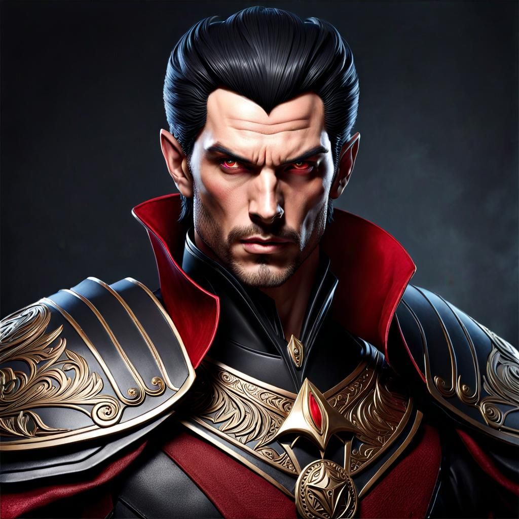 High Fantasy male vampire warrior, high detail, high quality, correct ...