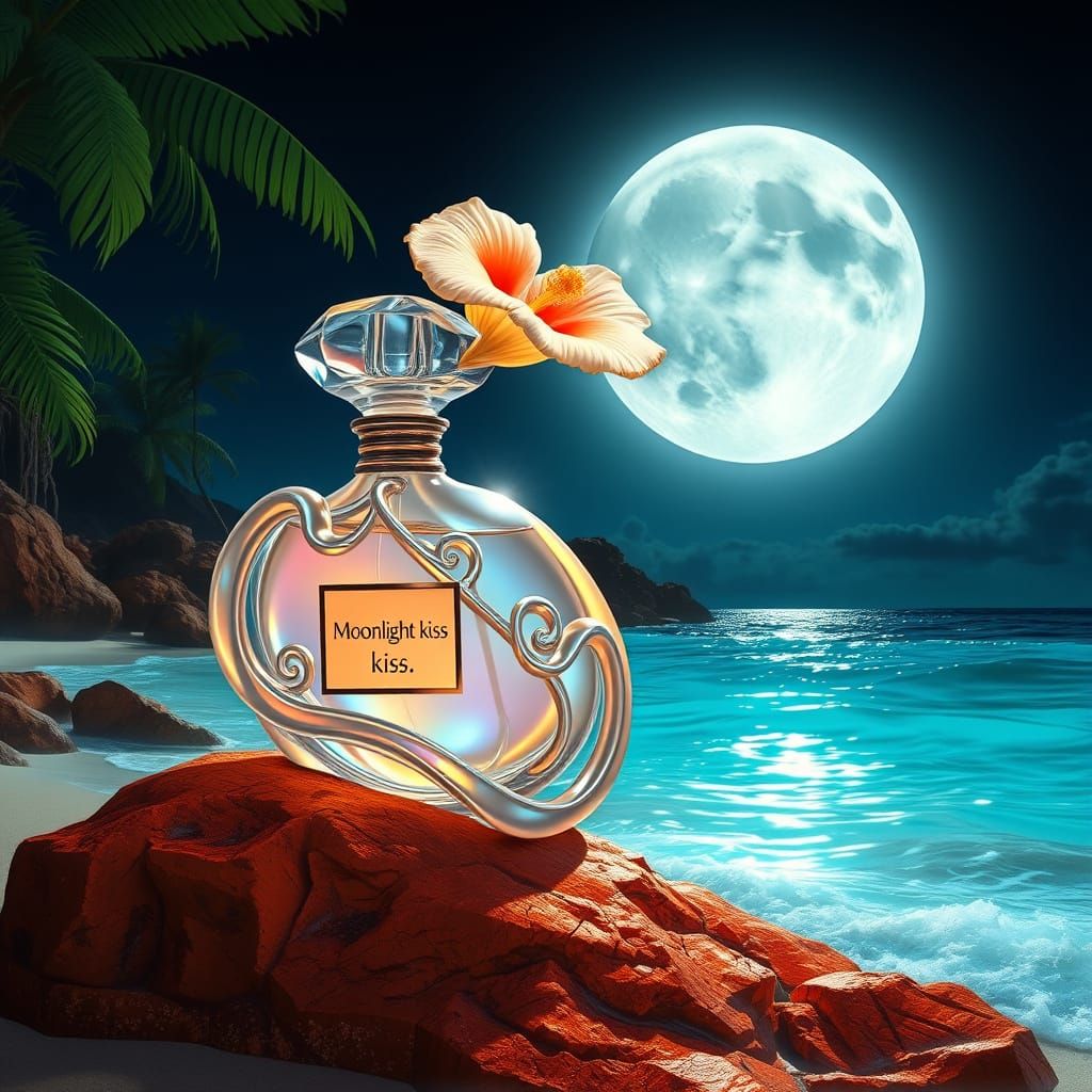 perfume bottle labeled "Moonlight kiss"