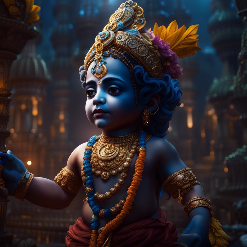 Baby Lord Krishna on Shri Krishna Janmashtami - AI Generated Artwork - NightCafe Creator