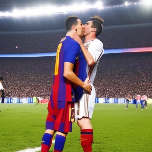 Ronaldo Kissing Messi Ai Generated Artwork Nightcafe Creator