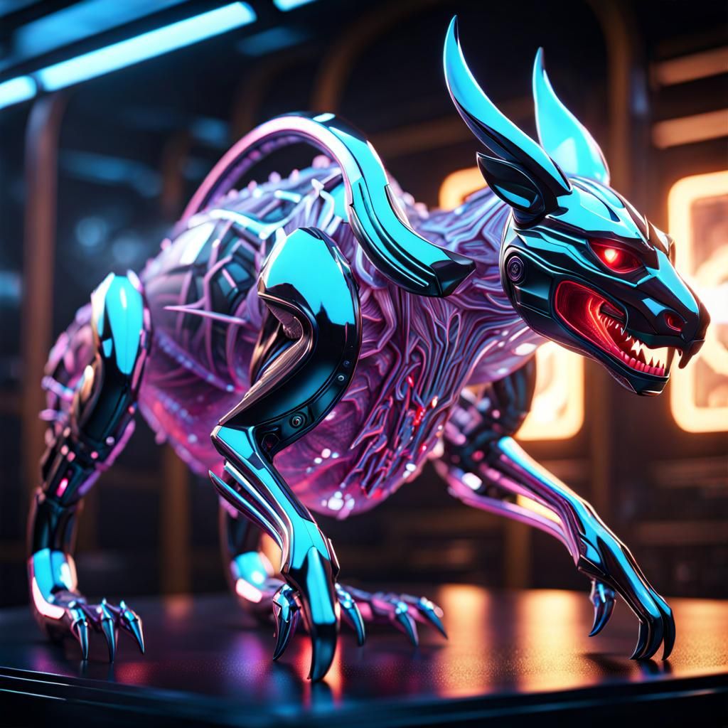 Futuristic transparent cyber demon kangaroo made of glass - AI ...
