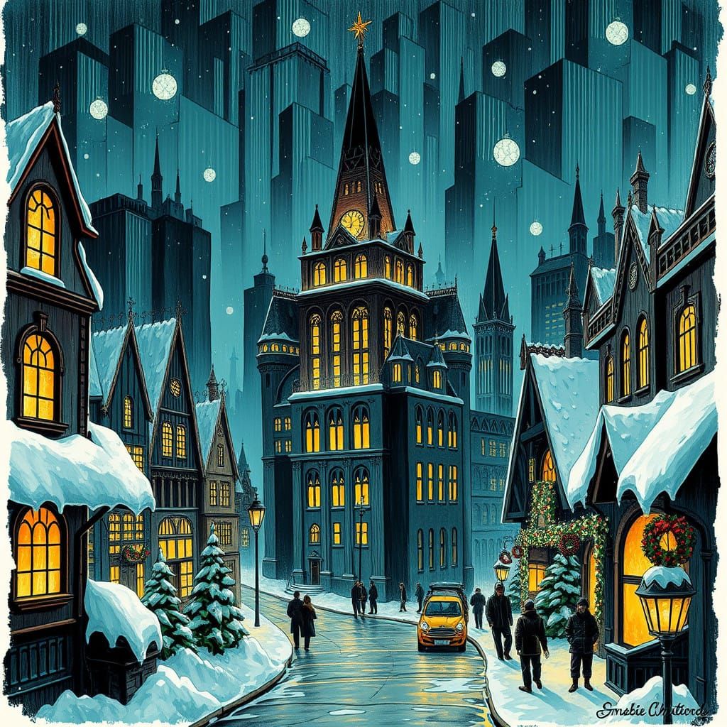 Cities [5d:2d] at Christmas Tim Burton Dan Mumford art deco underground ...