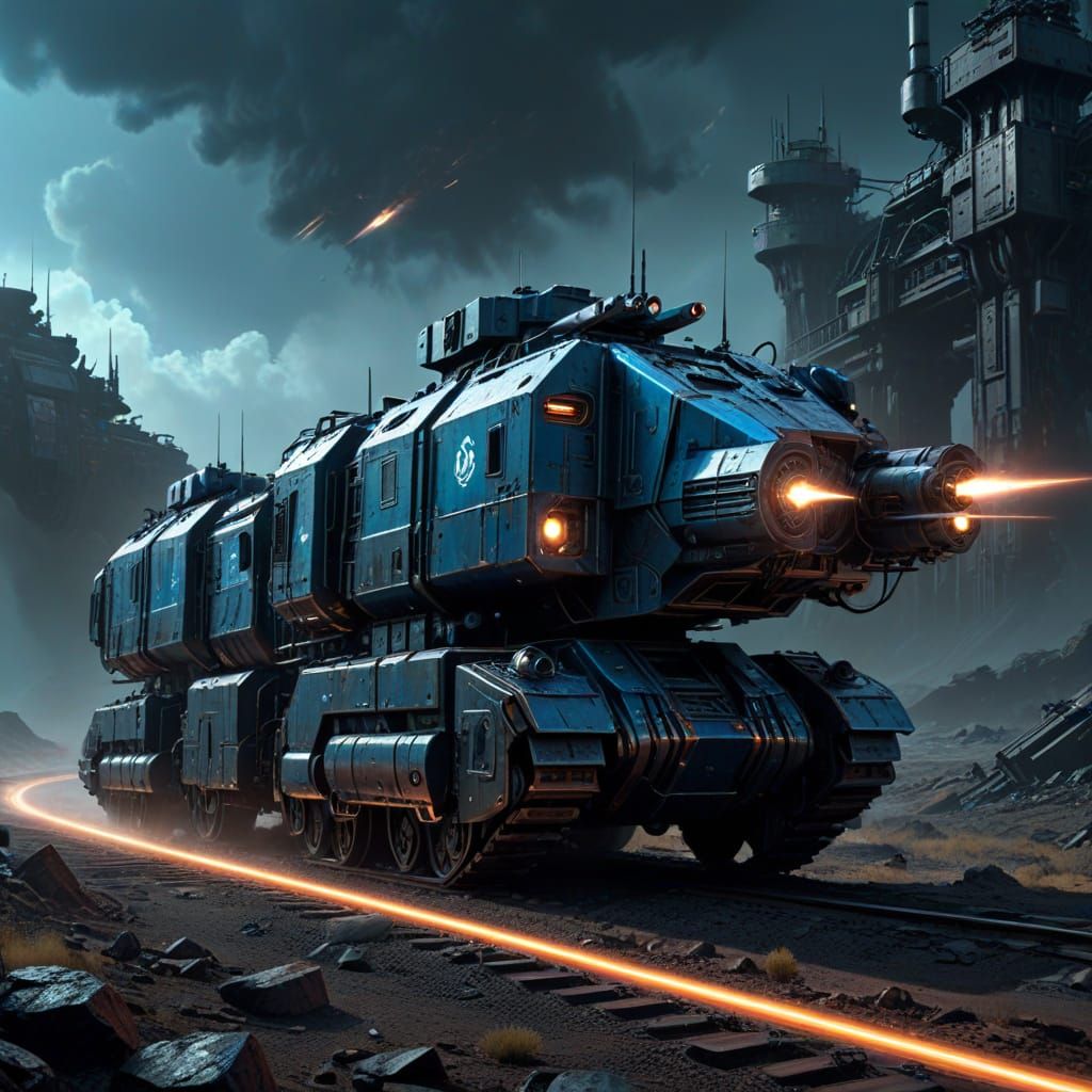 Realistic Sci-fi armored troop transport train, laser turrets, Mini ...