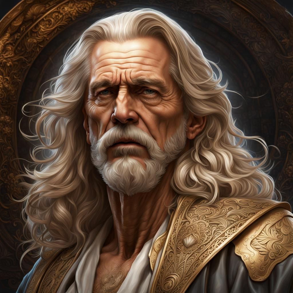 50 year old grandpa blond long hair :: tall :: shoulder up portrait ...