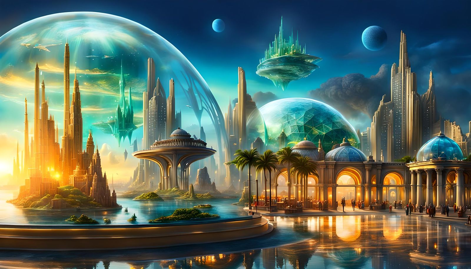 The City of Atlantis in a glass dome - AI Generated Artwork - NightCafe ...