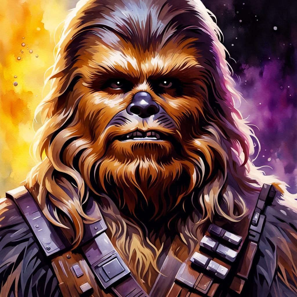 Watercolor Portraiture of Chewbacca (series) - AI Generated Artwork ...