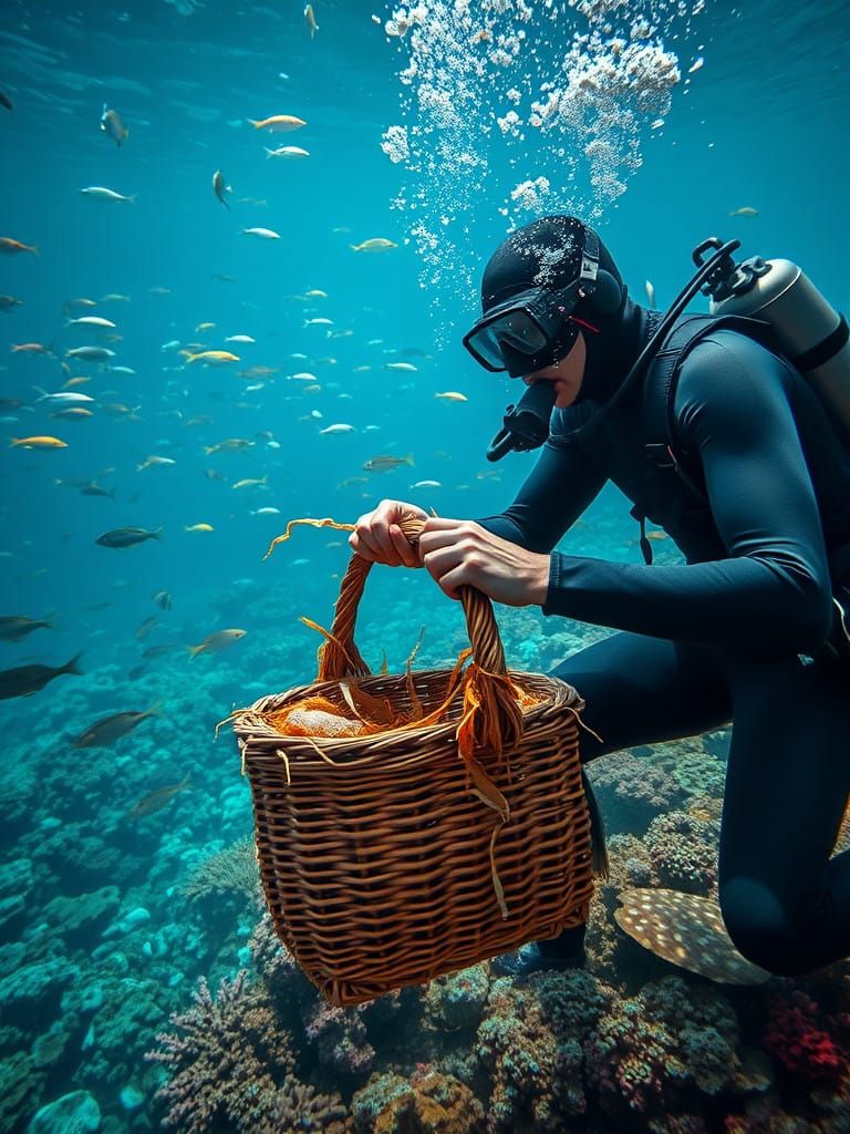 Underwater basket weaving - Sleek Diver Creates Vibrant Unde...