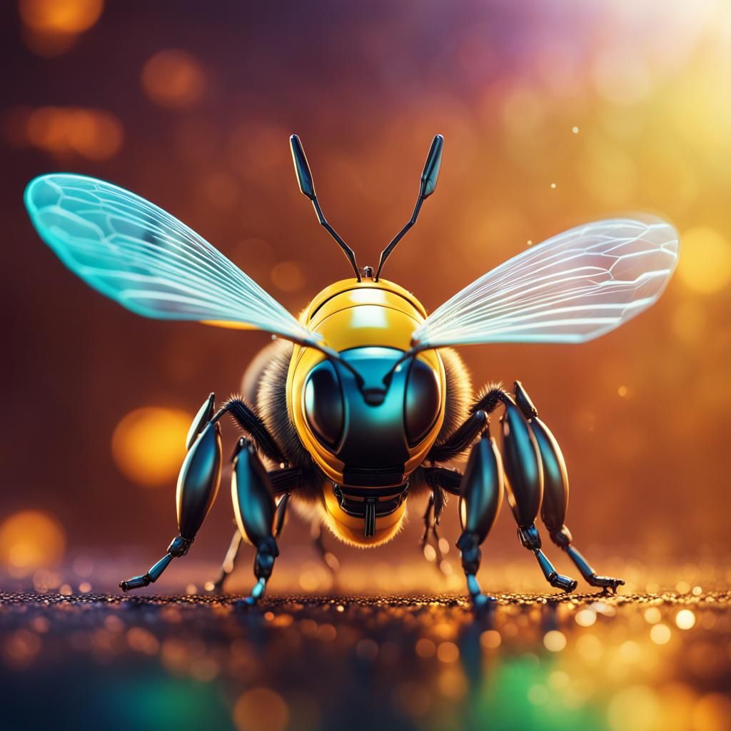 electronic bee, detailed - AI Generated Artwork - NightCafe Creator