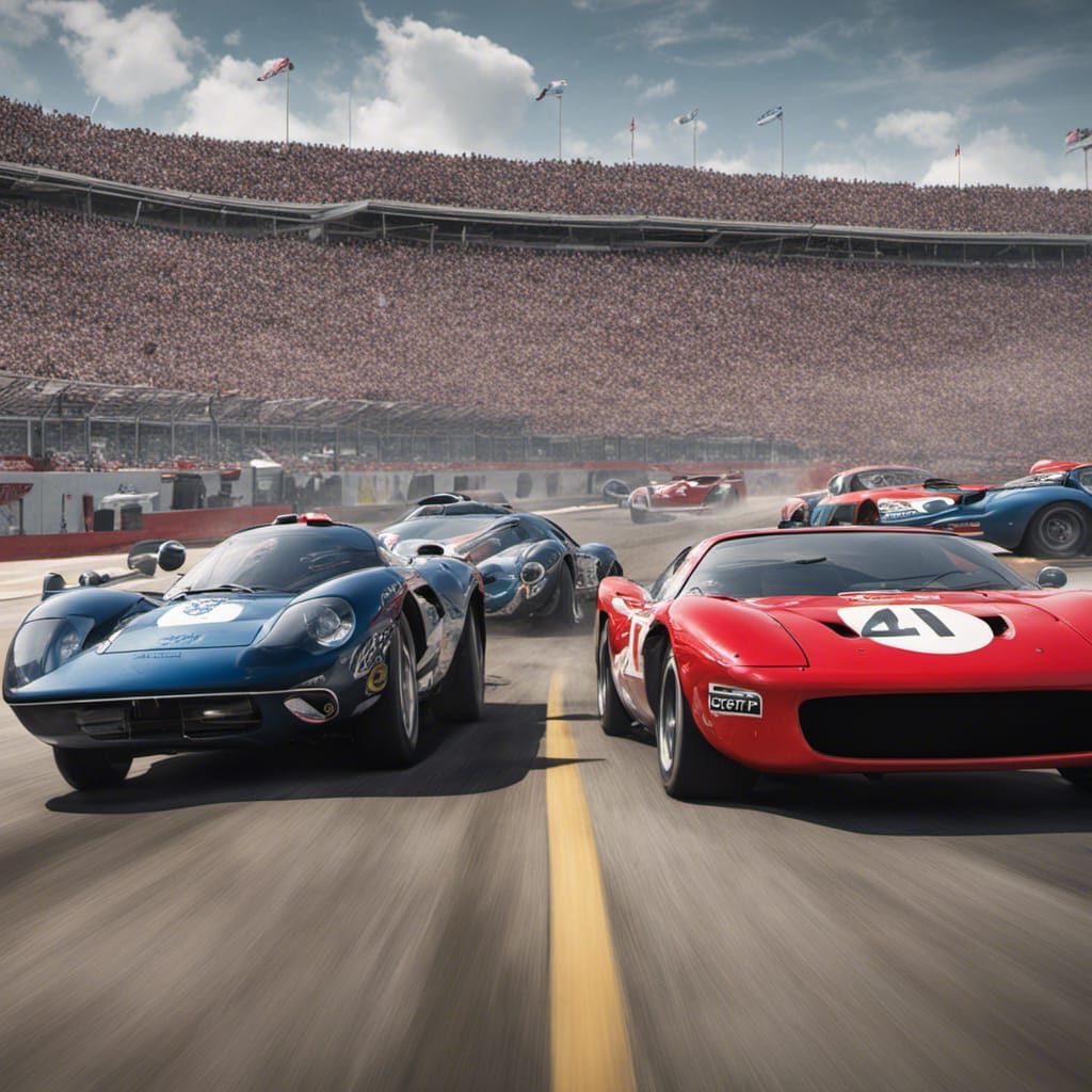 Ford Vs Ferrari Cars In Race. - AI Generated Artwork - NightCafe Creator