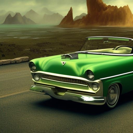lowered green vintage mercury going down the road convertible with to ...