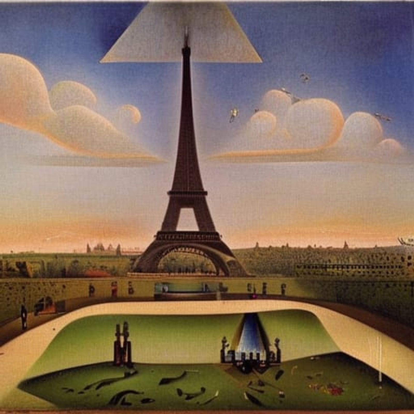 Eiffel tower by Bosch and Dali - AI Generated Artwork - NightCafe Creator