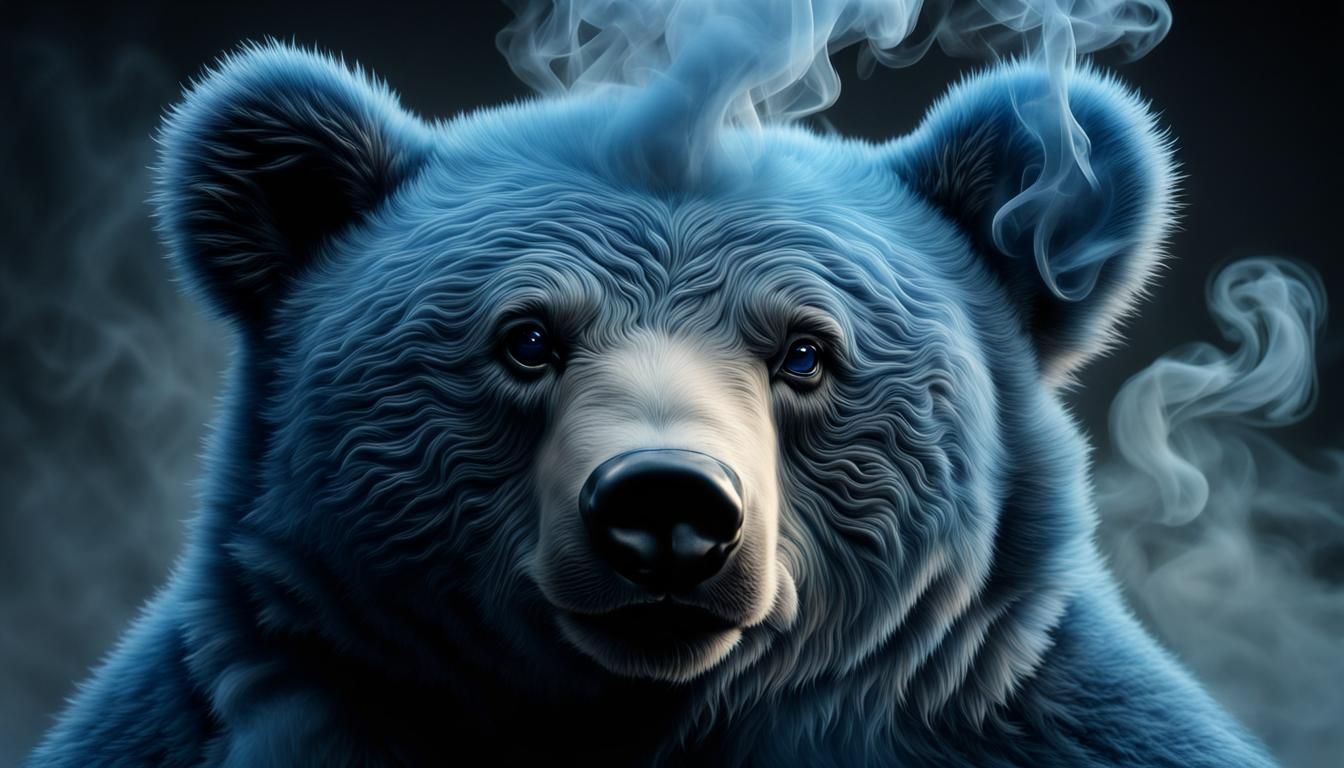 A Colbalt Blue photograph portrait of a real obese baby Asian Blue BEAR ...