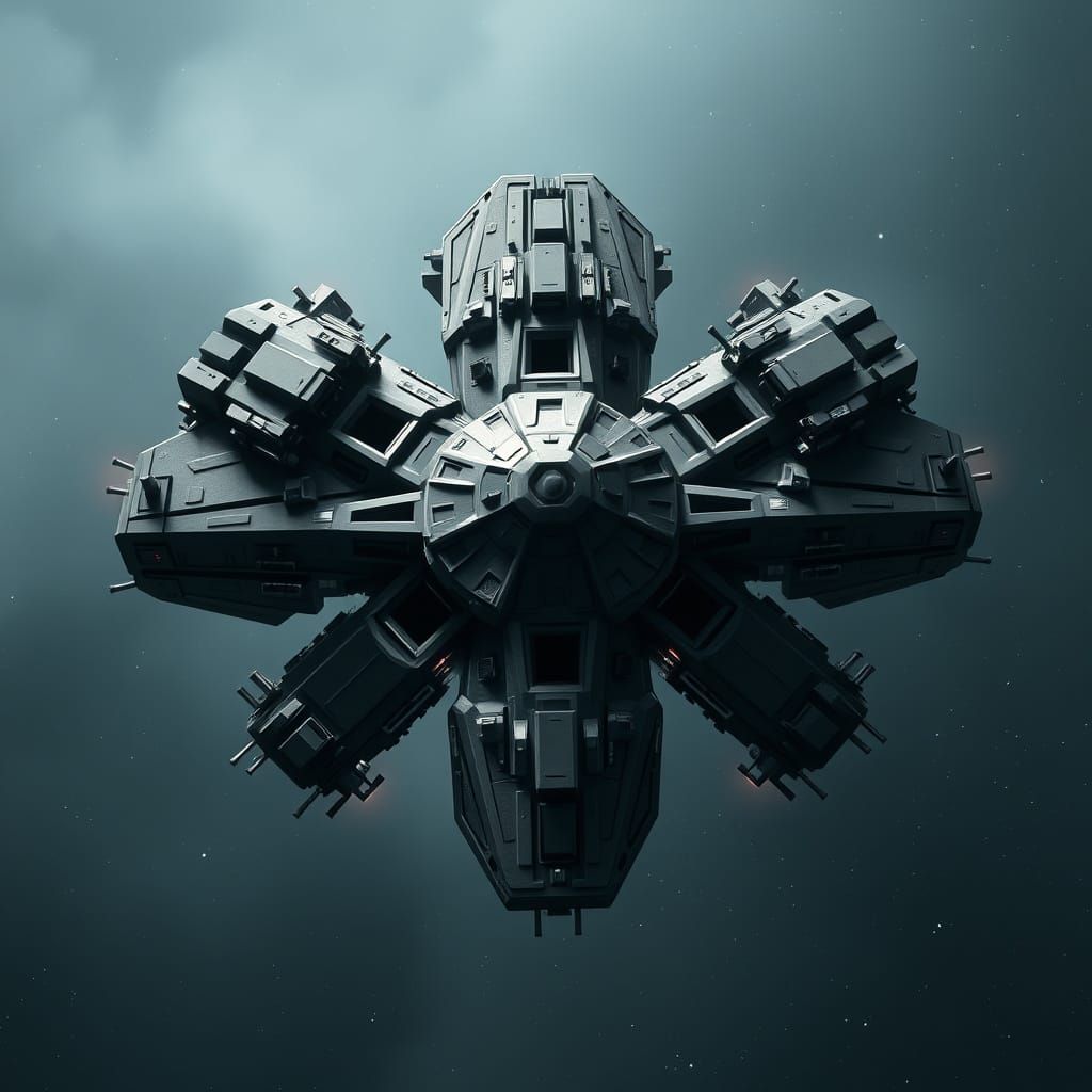 Cyberpunk Space Stations: Dark Gray Orbital Defens... - AI Art