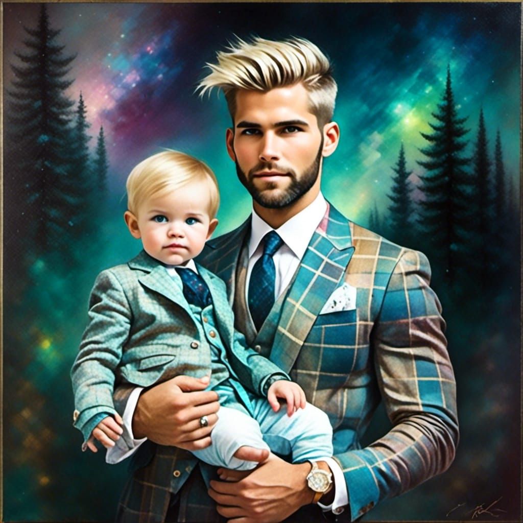 Rainbow dad with son - AI Generated Artwork - NightCafe Creator