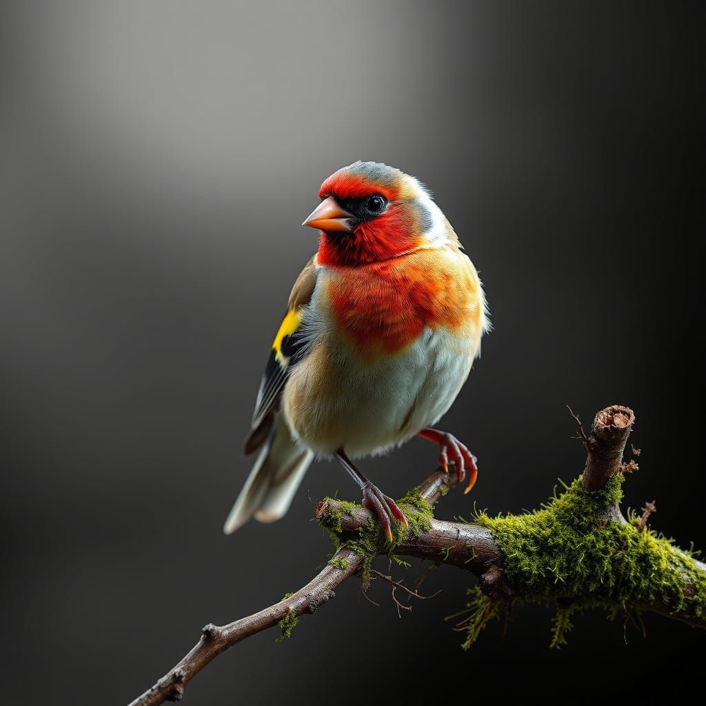 An anime European Goldfinch: Known for its striking red face and yellow ...