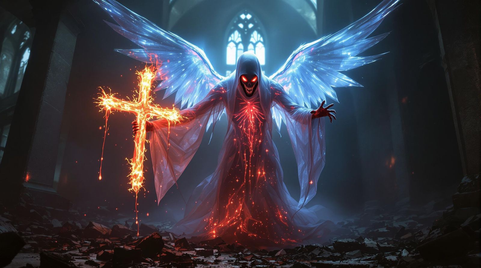 Ethereal Specter in Ruins - AI Art