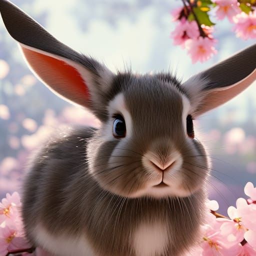 Bunny And Flowers - AI Generated Artwork - NightCafe Creator