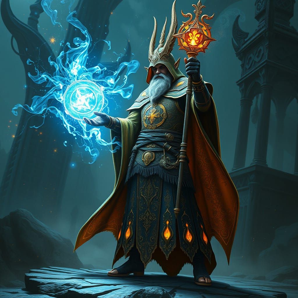 Elder Scrolls Mage Wields Dwemer Robe +1 in Epic F... - AI Art