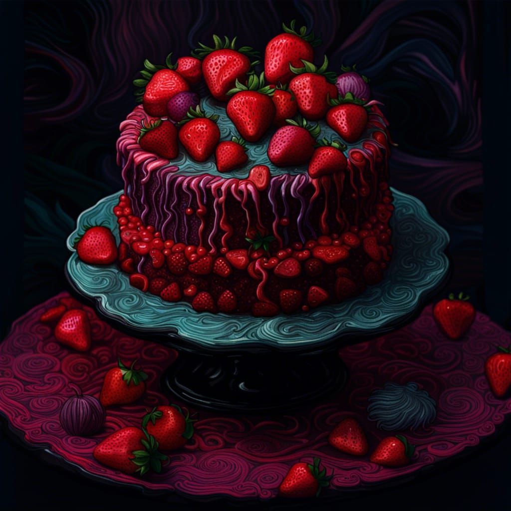 Goth strawberry cake - AI Generated Artwork - NightCafe Creator