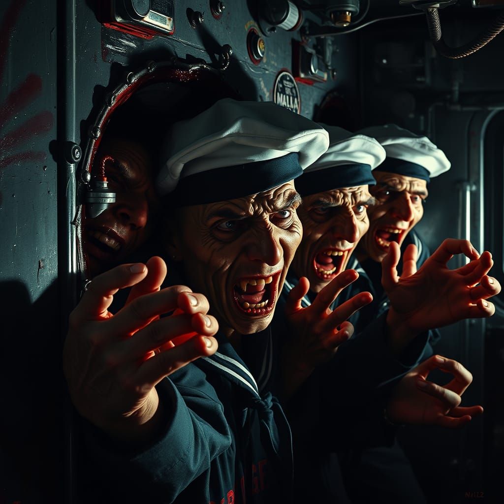 Sailors Trapped in USS Eldridge Metal Horror - AI Art