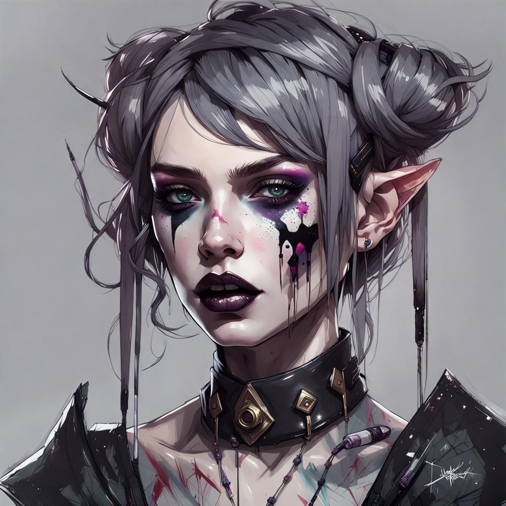 Portrait of cyberpunk goth elf girl 2 - AI Generated Artwork ...