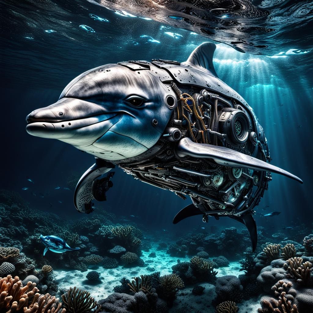 Cyborg Dolphin - AI Generated Artwork - NightCafe Creator