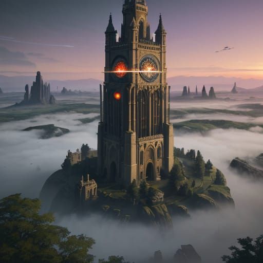 Mystical Clock Tower Unravels Time in a Swirling V... - AI Art