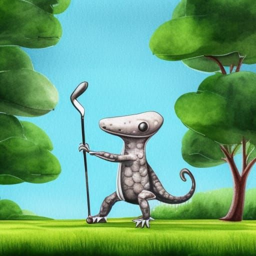 Lizard playing golf - AI Generated Artwork - NightCafe Creator