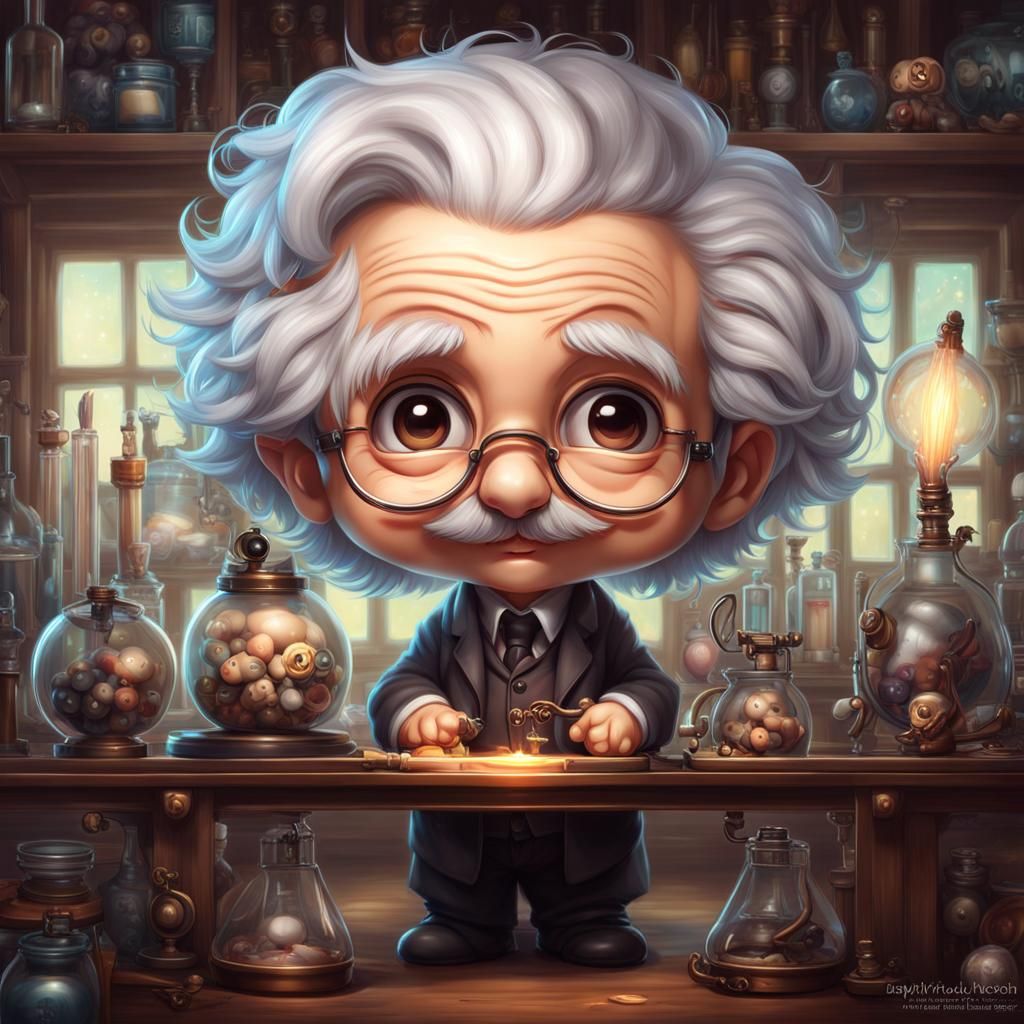 Albert Chibi Einstein - AI Generated Artwork - NightCafe Creator
