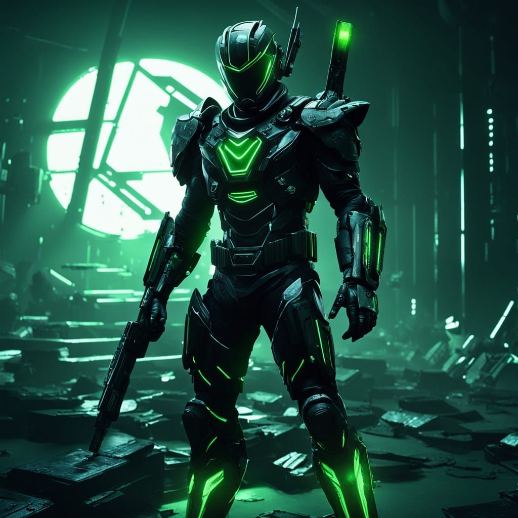 Hyper-Realistic Futuristic Psycho Ranger in Gritty... - AI Art