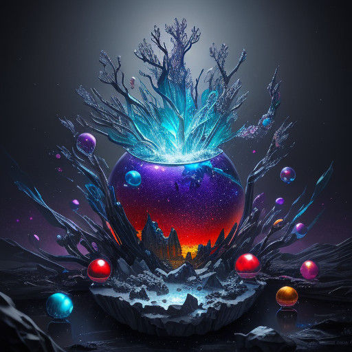 Glass Marbles Melting in a Fantastical Scene with ... - AI Art
