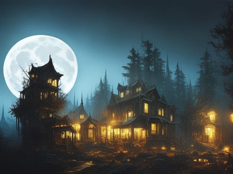 The Full Moon Inn - AI Generated Artwork - NightCafe Creator