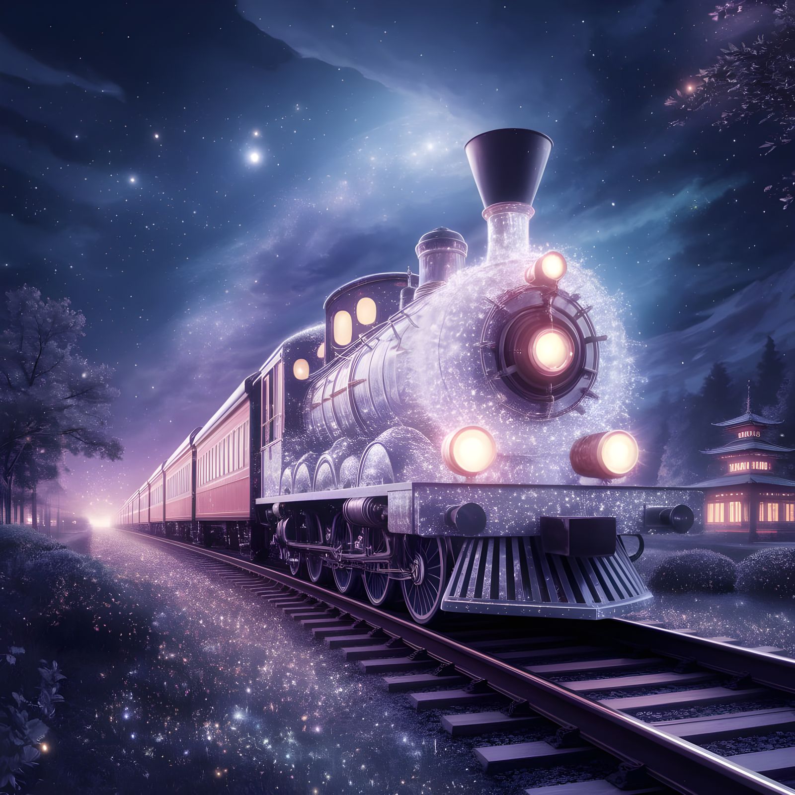 Crystal Train - Crystal Train in Whimsical Japanese Night