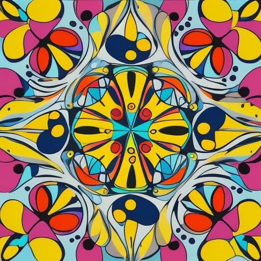 Flowers, polka dot art, colorful, bright, abstract, grotesque, naive ...