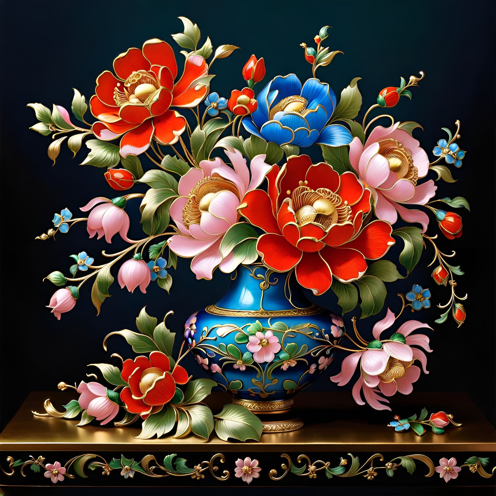 Bouquet of Flowers in a Vase - AI Generated Artwork - NightCafe Creator