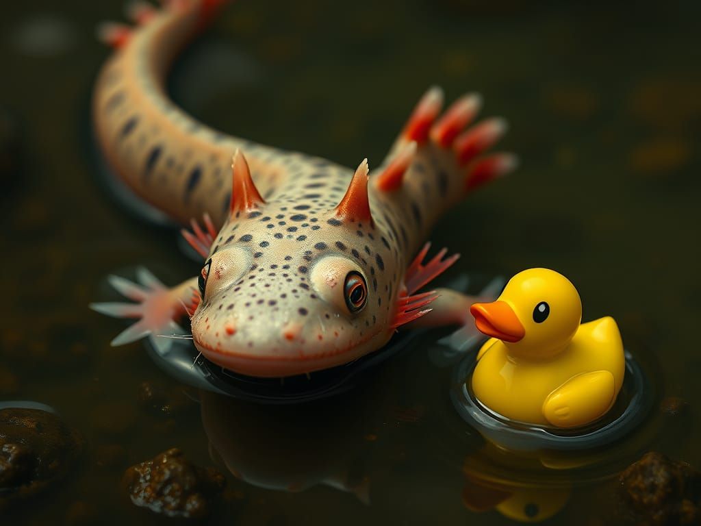 Axolotl and rubber duck - Realistic Axolotl and Rubber Duck ...