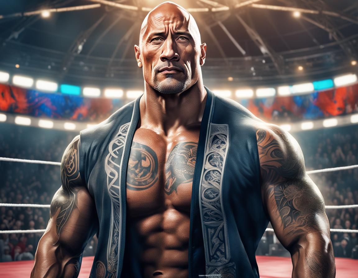 Dwayne "The Rock" Johnson displaying his Samoan Tattoos - AI Generated ...