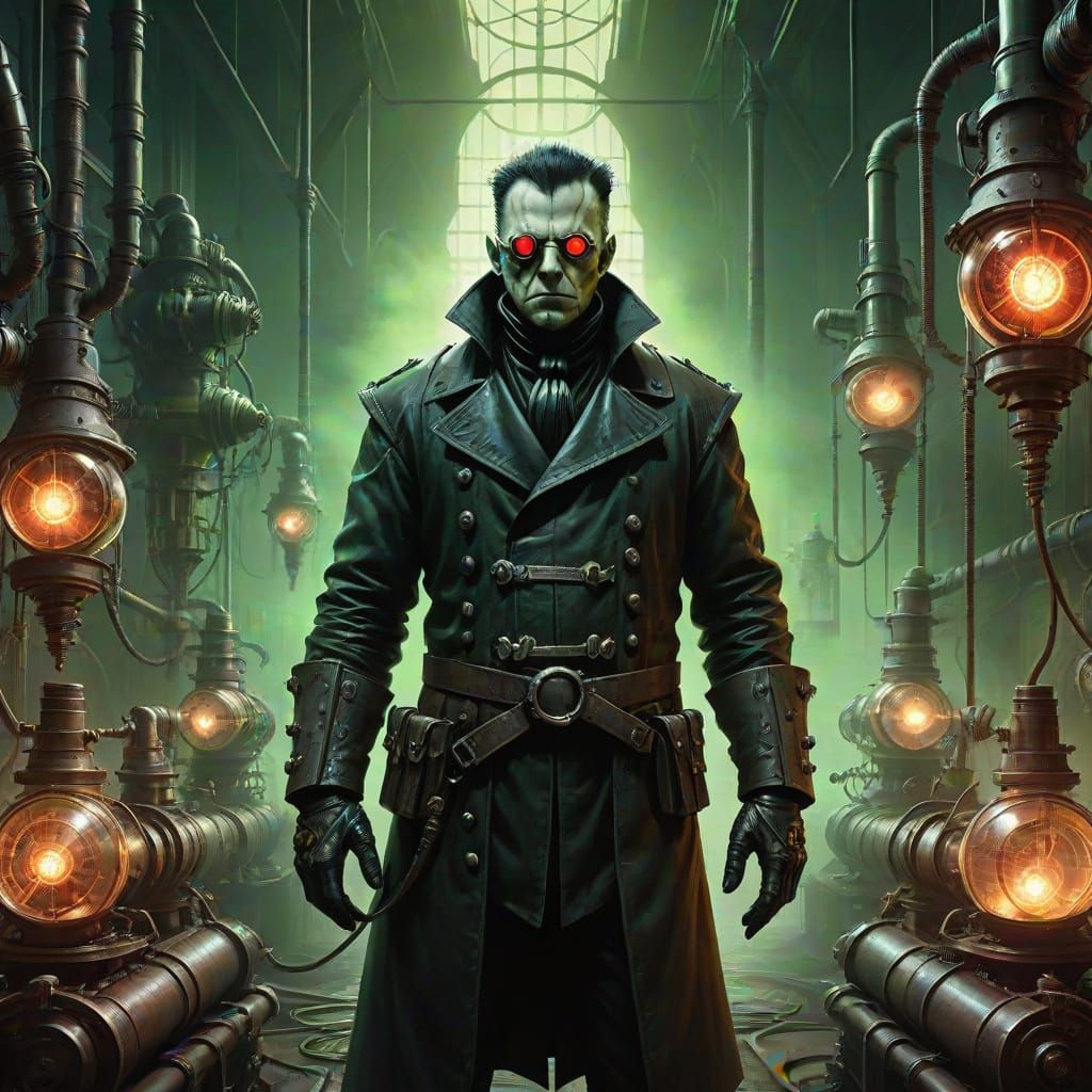 Surreal Dieselpunk Scientist in a Gothic Horror La... - AI Art