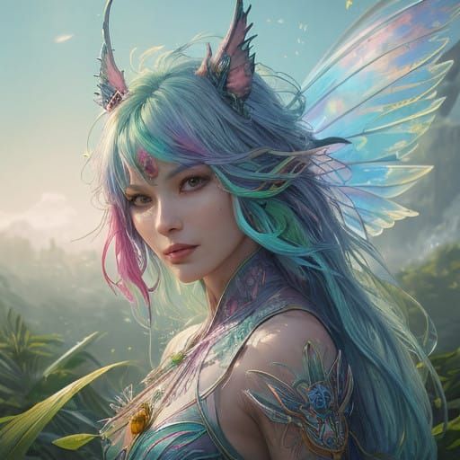 Mystic Fantasy Art. - Vibrant Morning Dew Sprite in Fantasti...