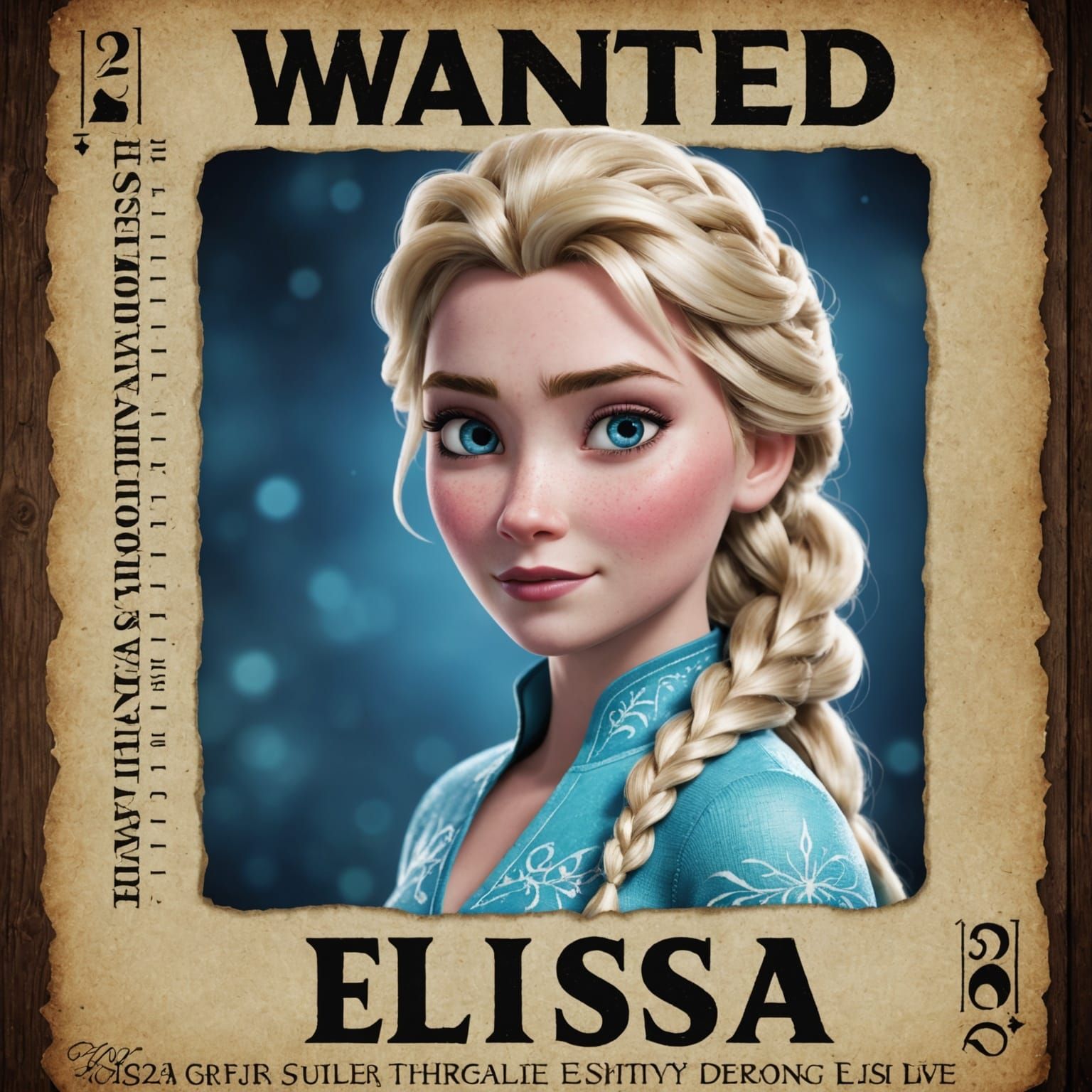 wanted poster for ELSA from frozen - AI Generated Artwork - NightCafe ...