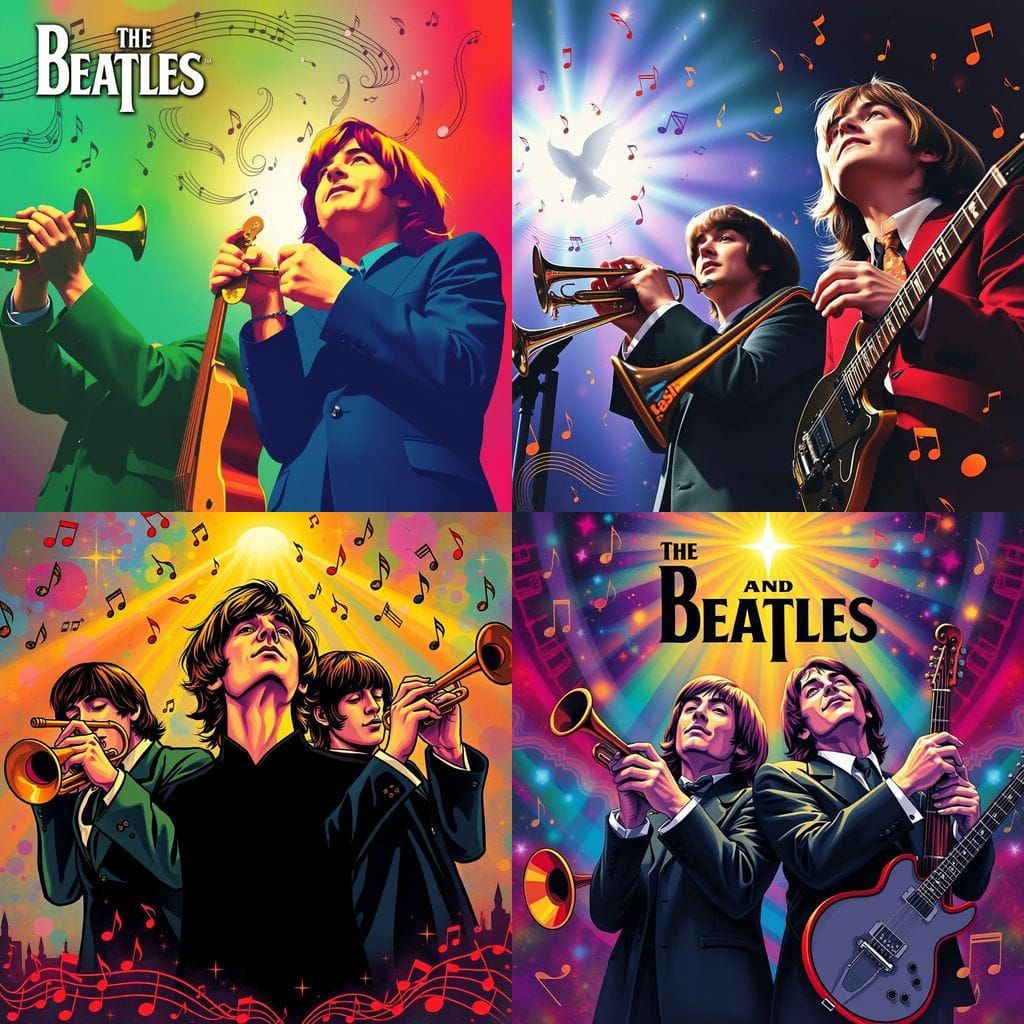 Psychedelic Harmonies: Beatles-Inspired Trumpet Ja... - AI Art