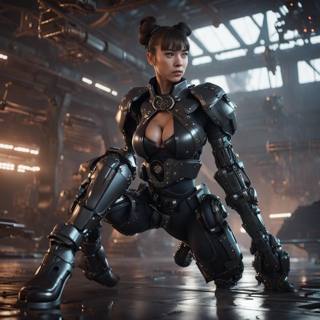 Chun Li in black leather and knee boots takes part in Mastermind. - AI Generated Artwork ...